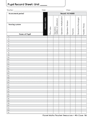 Fillable Online planetmaths folensonline Pupil Record Sheet Unit ...
