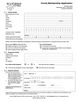 Fillable Online Family Membership Application $15 Fax Email Print ...