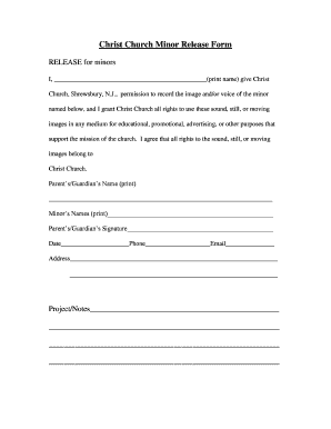 Fillable Online christchurchshrewsbury Christ Church Minor Release Form ...