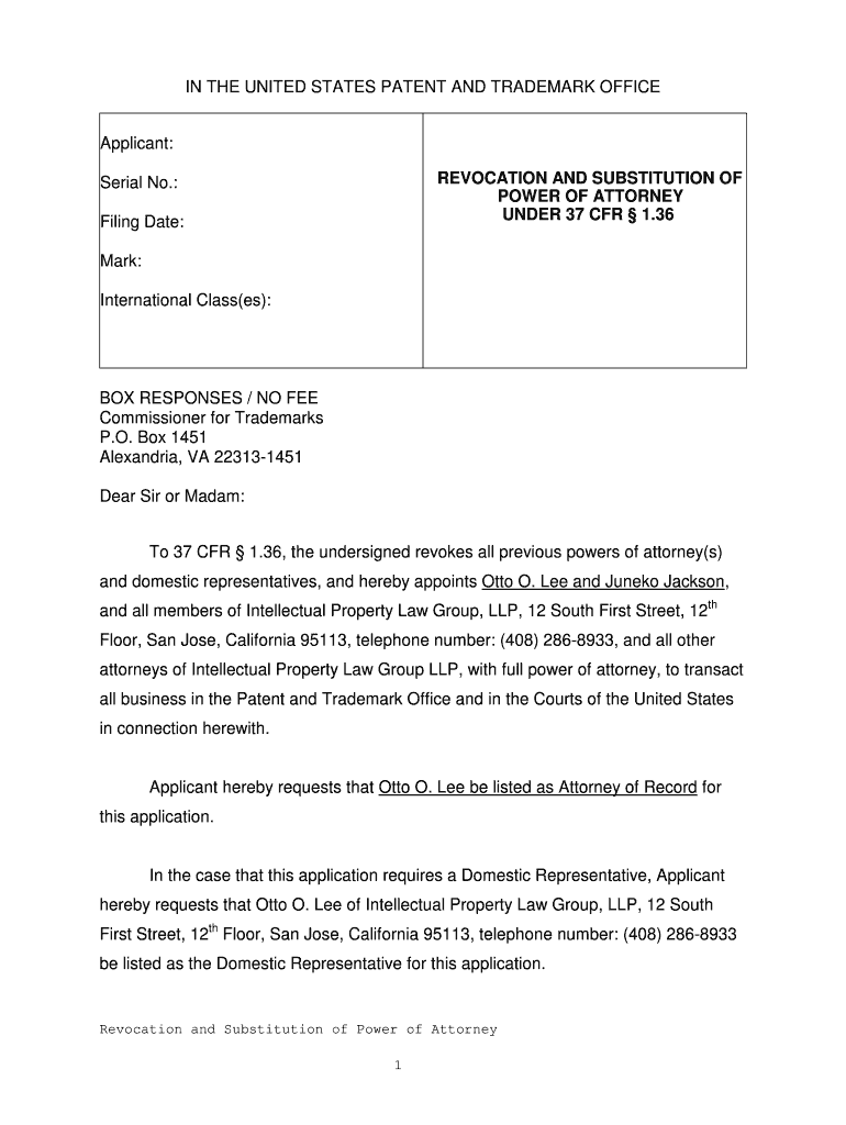 Fillable Online Power of Attorney to Trademark Office Applicationdoc ...