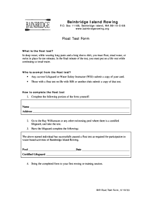 Fillable Online bainbridgerowing Float Test Form ...