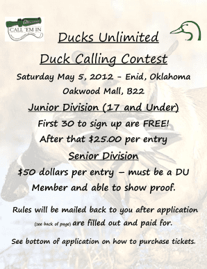 Fillable Online Ducks Unlimited Duck Calling Contest Fax Email Print ...