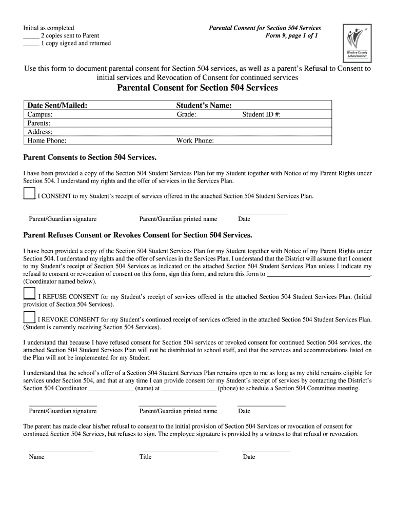 Fillable Online Initial services and Revocation of Consent for ...