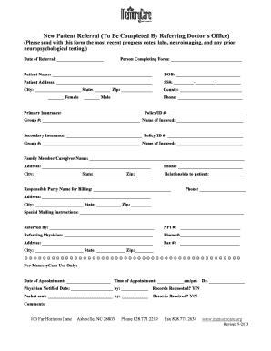 Fillable Online memorycare New Patient Referral Form 2013 ...
