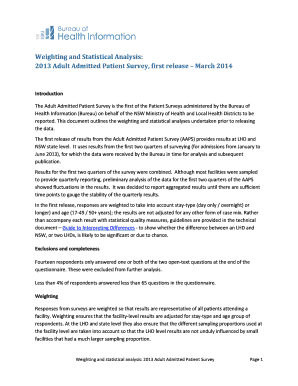Fillable Online bhi nsw gov Weighting and Statistical Analysis - Bureau ...