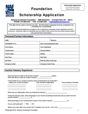 Fillable Online auctioneersfoundation Foundation CampS Scholarship ...