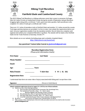 Fillable Online Marathon Registration Form 201507-25 Fax Email Print ...