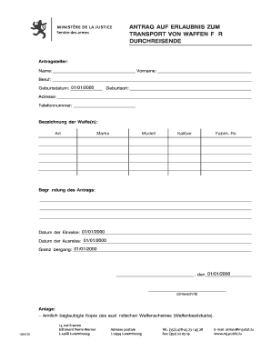 Ausfüllbar Online Antrag auf erlaubnis zum transport von waffen f r durchreisende Fax Email ...