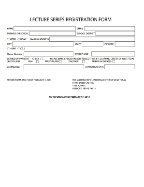 Fillable Online srlcwt lecture series registration form Fax Email Print ...