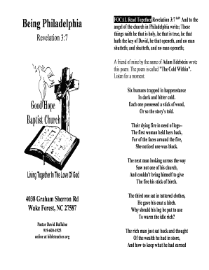 Fillable Online Being Philadelphia angel of the church in Philadelphia ...