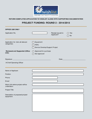 Fillable Online wishlist org Project Funding Application Kit Fax Email ...