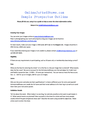 Fillable Online Sample Prospectus Outline Fax Email Print - pdfFiller
