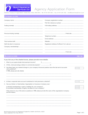Fillable Online Agency Application Form - bBondb bInsuranceb Services ...