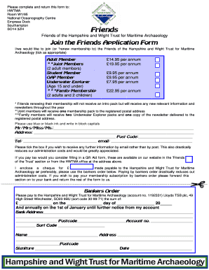 Fillable Online maritimearchaeologytrust Please complete and return ...