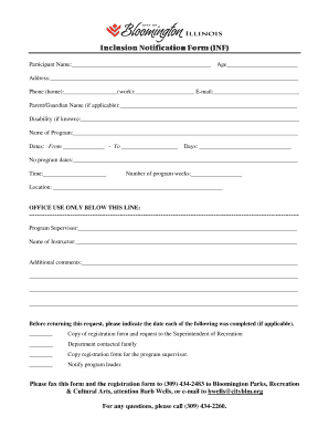 Fillable Online Inclusion Notification bFormb bINFb Fax Email Print ...