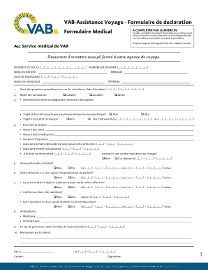 Remplissable En Ligne vab VABAssistance Voyage Formulaire de ...