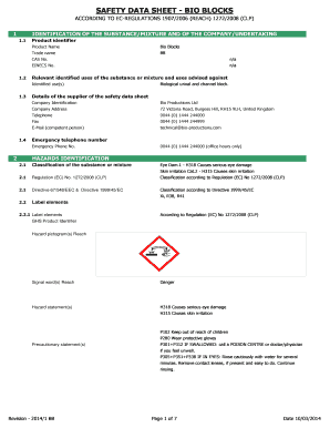 Fillable Online SAFETY DATA SHEET - BIO BLOCKS Fax Email Print - pdfFiller