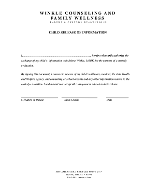 Fillable Online CE Child Release Form Fax Email Print - pdfFiller