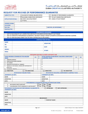 Fillable Online REQUEST FOR RELEASE OF PERFORMANCE GUARANTEE Fax Email ...