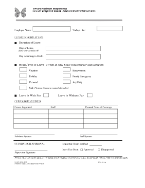 Fillable Online tmi-inc Toward Maximum Independence LEAVE REQUEST FORM ...