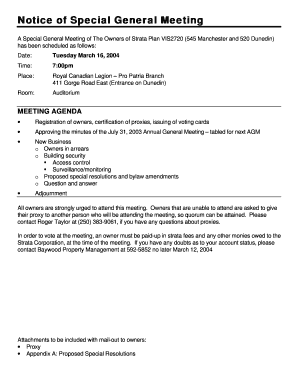 Fillable Online Notice of Special General Meeting Notice of Special ...