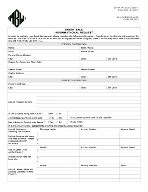 Fillable Online SHORT SALE INFORMATIONAL REQUEST Fax Email Print ...