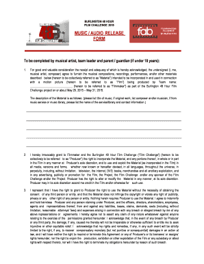 Fillable Online Music / audio release form - Filmmaker's Alliance Of ...