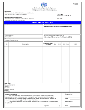 Fillable Online iom Purchase Order (PO) - iom Fax Email Print - pdfFiller