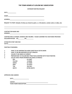 Fillable Online ludlowvillage Exterior Painting Request Form - Port ...
