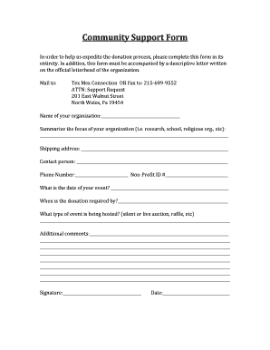 Fillable Online Community Support Form - YourAreaCode Fax Email Print ...
