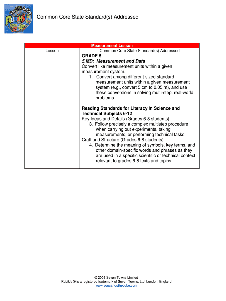Fillable Online Common Core State Standard(s) Addressed - You Can Do ...