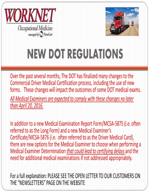 Fillable Online NEW DOT REGULATIONS Fax Email Print - pdfFiller