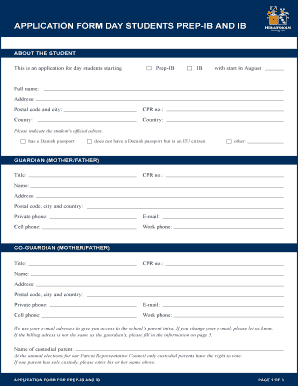 Fillable Online herlufsholm APPLICATION FORM DAY STUDENTS PREP-IB AND IB Fax Email Print - pdfFiller
