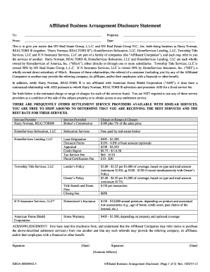 Fillable Online Affiliated Business Arrangement Disclosure Statement To ...