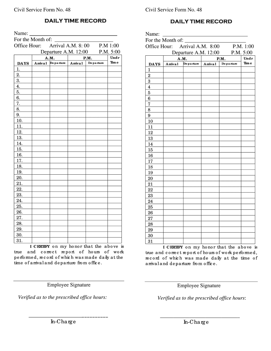 Manage Documents Using Our Page Numbering For Daily Time Record Form