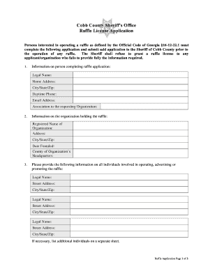 Fillable Online Cobb County Sheriffs Office Raffle License Application Fax Email Print - pdfFiller