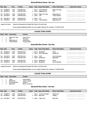 Fillable Online 2015 NIRSA Regional Basketball Championship - Campus Recreation Fax Email Print ...
