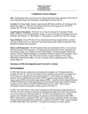 Fillable Online pribilof noaa Conditional Closure Request Summary of ...