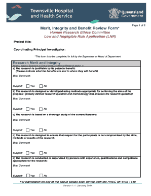 Fillable Online health qld gov Merit Integrity and Benefit breview ...