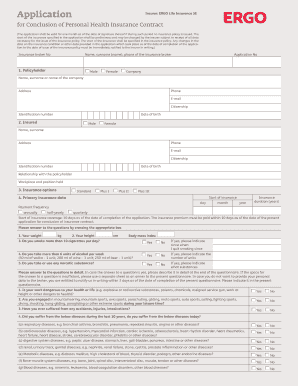 Fillable Online Application Insurer bERGOb Life Insurance SE Fax Email ...