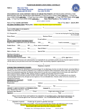 Fillable Online Blue Army Tours Fax Email Print - pdfFiller