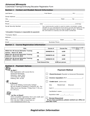 Fillable Online 2016 MSHA PartP46 Registration Form - Advanced Minnesota Fax Email Print - pdfFiller
