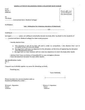 Fillable Online SAMPLE LETTER OF WILLINGNESS FROM A VOLUNTARY BODY ...