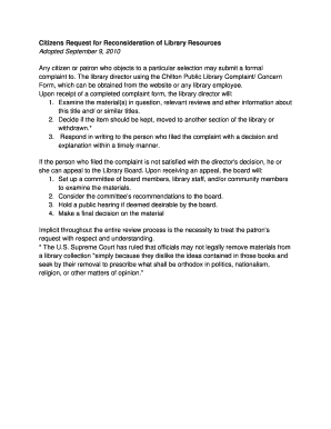 Fillable Online chiltonlibrary Citizens Request for Reconsideration of ...