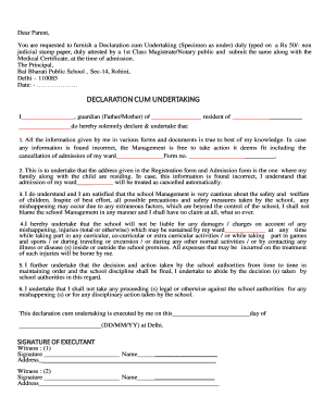 Fillable Online bbpsrohini DECLARATION CUM UNDERTAKING - BBPS Rohini Fax Email Print - pdfFiller