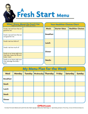 Fillable Online Fresh Start Menu Fax Email Print - pdfFiller