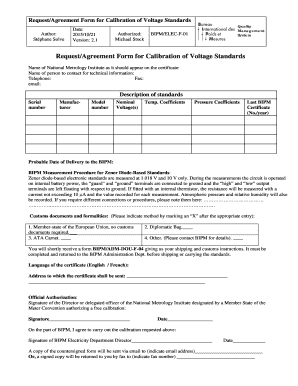 Fillable Online Voltage calibration request form - BIPM Fax Email Print ...