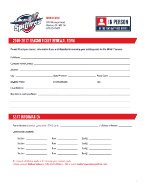 Fillable Online 2016-2017 SEASON TICKET RENEWAL FORM Fax Email Print ...