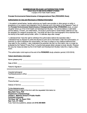 Fillable Online chdstudies 6PEDIGREE Mammogram Authorization Form ...