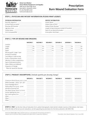 Fillable Online Prescription Burn Wound Evaluation Form Fax Email Print ...